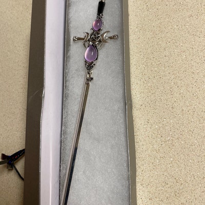 Purple Triple Moon Hair Dagger, Witch Sword Hair Stick, Hecate Hair ...