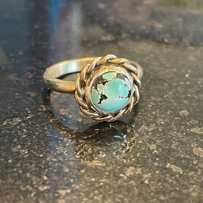 White Buffalo and Turquoise Ring - Etsy