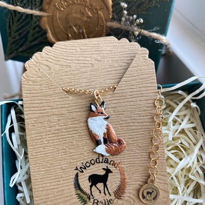 Sitting Fox Necklace Gold Bronze Red Fox Pendant Fox Lover Gift Small ...