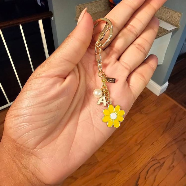 Girly Dangle Keychain Custom Initial With Flower-star-cherry-envelope ...