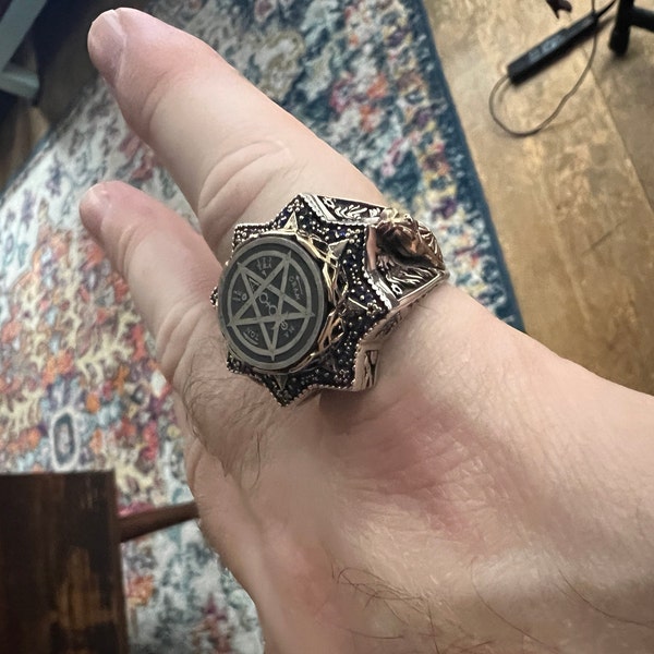 Tetragrammaton Pentagram Ring , Dad Gift , Tetragrammaton Ring ...