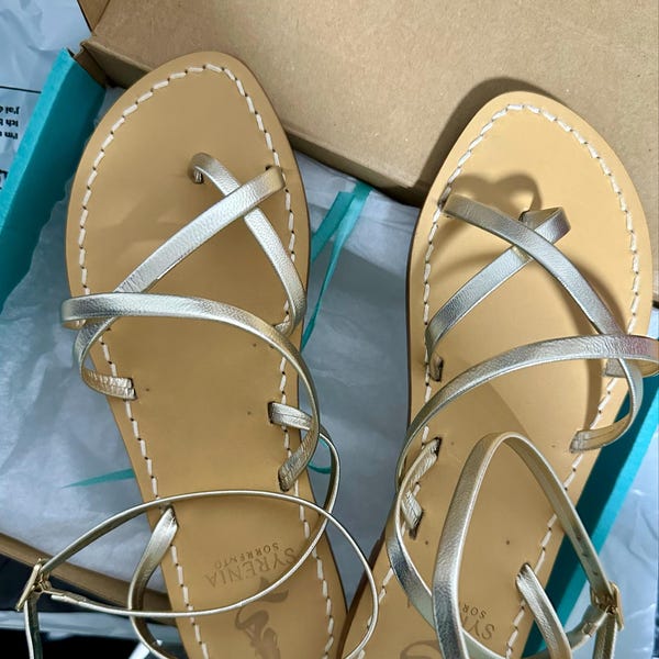 Capri Sandals Handmade in Tan Leather With Ankle Straps - Woman Shoes ...