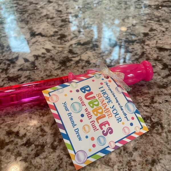 End of School Bubble Tags Summer Vacation Bubble Favor Tag Classmate ...
