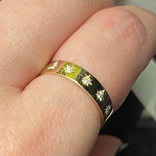 Star Setting Diamond Ring, 14k Gold Wedding Band With Diamond, Rose ...