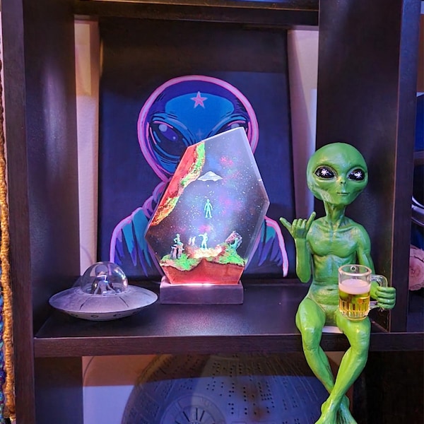 Alien Invasion “party Alien” Male Hang Loose Beer Drinking Ledge ...