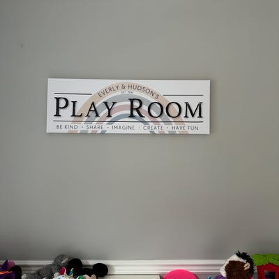 Playroom Sign With Names Personalized Play Room Wall Decor Kids Name ...