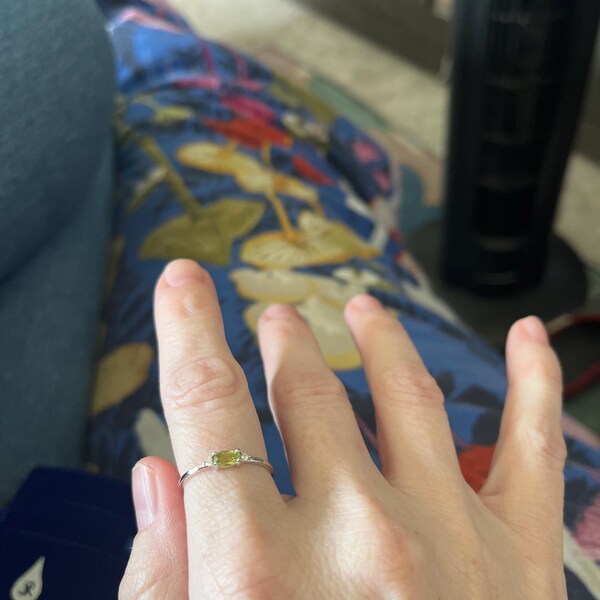 Natural Peridot Ring in Sterling Silver, Genuine Green Periot Ring ...