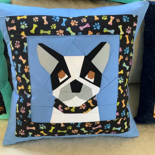 HAPPY PIT BULL Paper Pieced Block Pattern in Pdf, Quilt Block, Dog ...