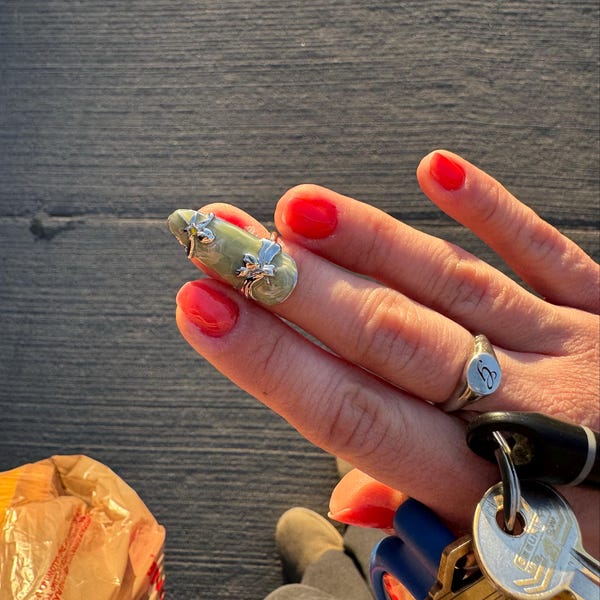 2 Fingertip Rings Fingernail Art Trendy Open Adjustable Rose Design ...