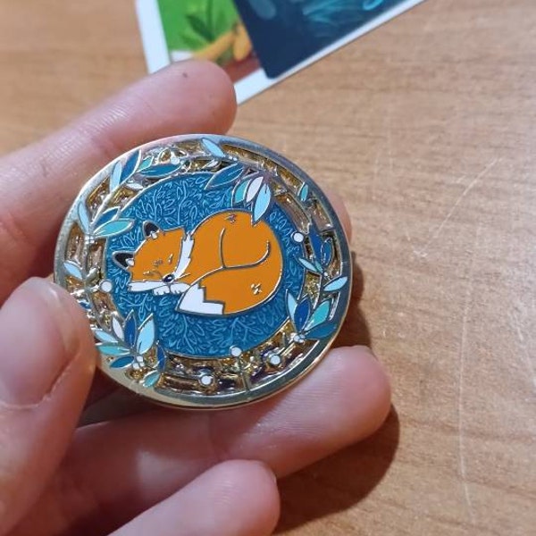 Cute Fox Pin : a Stained Glass Enamel Pin Featuring a Kawaii Sleeping ...