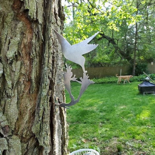 Hummingbird Statue Metal Bird Art | Bird Watcher Garden Gift Farmhouse ...