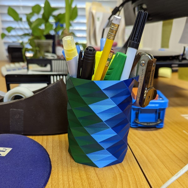 Desk Organizer | Multi- Section Pencil Holder | 3D Printed | Sticky ...