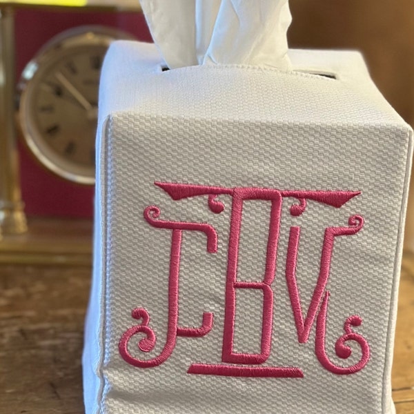 Monogrammed Tissue Box Cover/personalized Tissue Box Cover - Etsy
