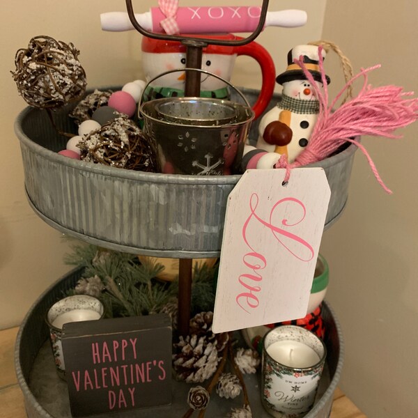 Valentine's Decor Bundle, Love, Set of 3, Valentine Tiered Tray ...