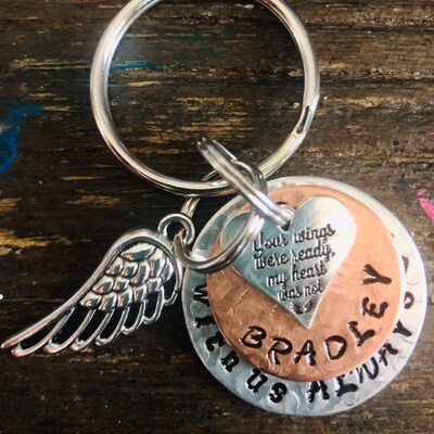 Hand Stamped Memorial Key Chain, Loss of Loved One, Memorial Key Chain ...