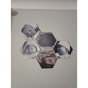 Hexagon Photo Frame, Wooden Hexagonal Photo Frame, Personalized Photo ...