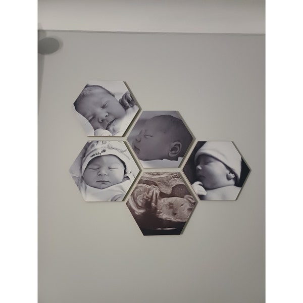 Hexagon Photo Frame, Wooden Hexagonal Photo Frame, Personalized Photo ...