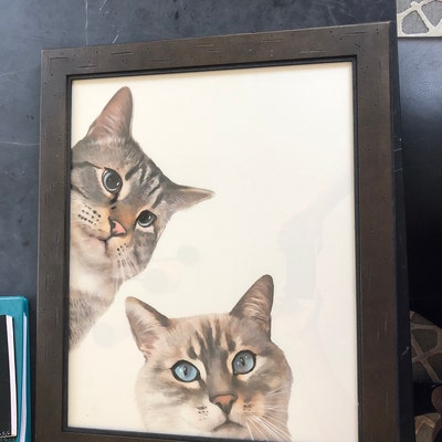 Custom Portrait of 2 Cats Two Cat in One Portrait Cat Portrait Painting ...