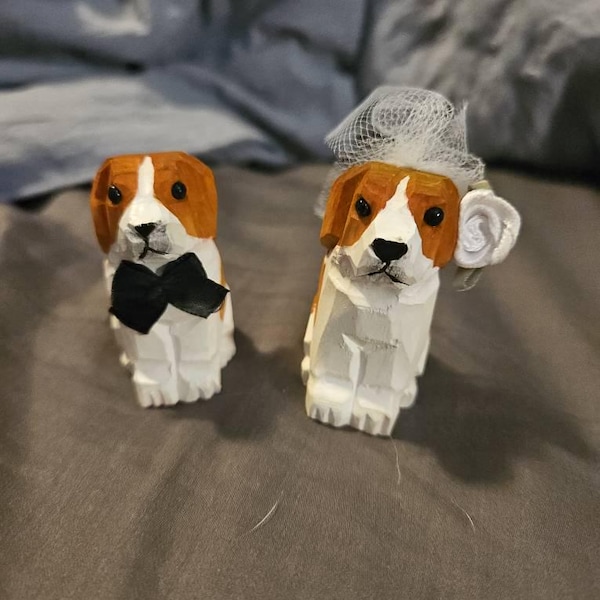 Beagle Dog Figurine Cake Topper Bride & Groom Love Wedding Engagement ...