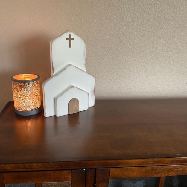 Set of Standing Wood House, Mini Wood House, Wood Block House ...