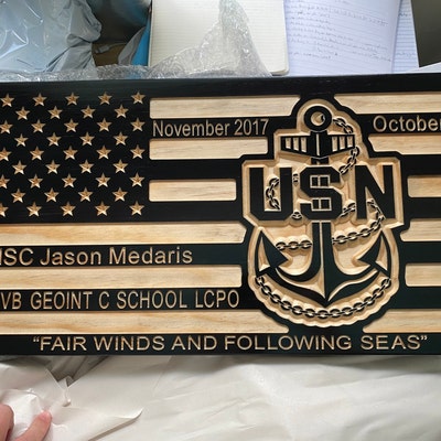 US Navy Chief Flag, Sign, US Navy Gift, Navy Chief, Engraved Sign ...