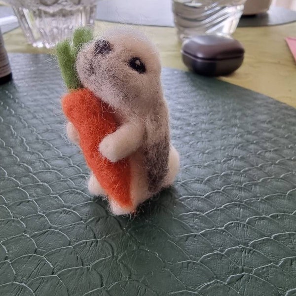 Needle Felted Lop Eared Bunny With Carrot, Needle Felted Cottontail ...