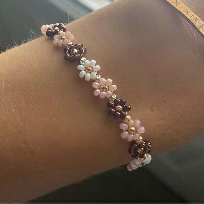 Colorful Pearl Beaded Necklace Flower Bead Necklace for Women Daisy ...