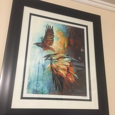 Crows in Flight Abstract Art Painting Surrealism Fine Art - Etsy