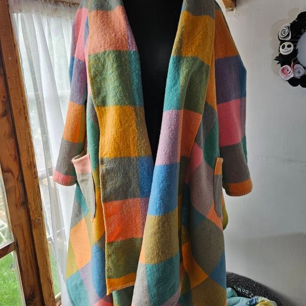 Blanket Coat PATTERN - Digital Pdf + Video Tutorial, Suitable for Beginners, Upcycling Project ...