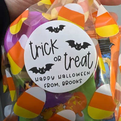 Trick or Treat Bag Stickers Halloween Labels Custom Halloween Stickers ...