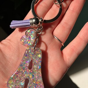 Custom Purple Flower Resin Keychain, Personalized Pressed Dried Floral ...