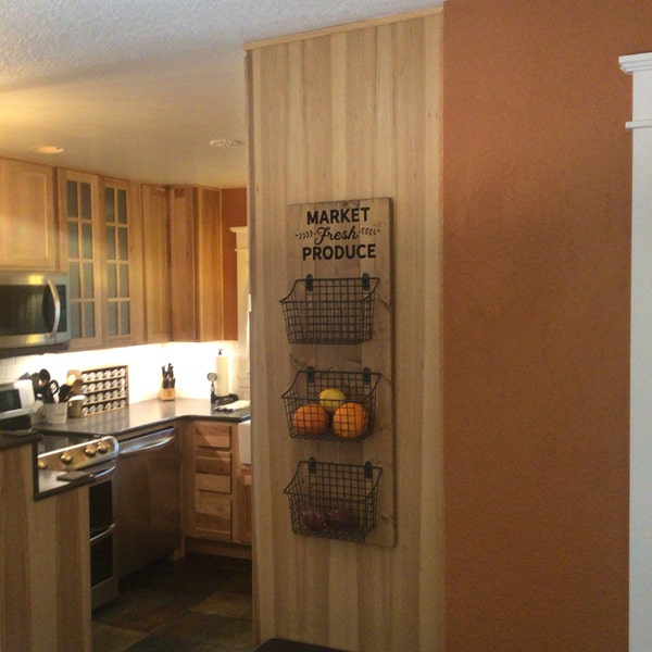 Fresh Produce Storage Wall Hang, Wooden Decor - Etsy