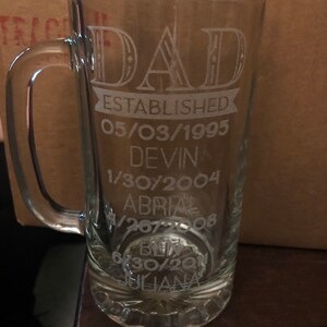 Personalized Dad Beer Mug With dad Established Engraving - Etsy