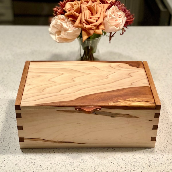 Handmade Keepsake Box With Live Edge Spalted Birdseye Maple and Black ...