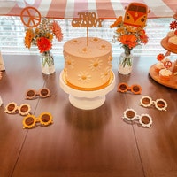 Two Groovy Party Centerpiece, Two Groovy Birthday Decor, Woodstock ...