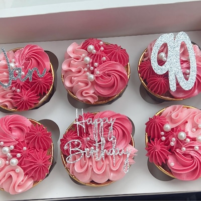 Happy Fathers Day Acrylic Cupcake Toppers Mirror Gold Dad Daddy Grandad ...