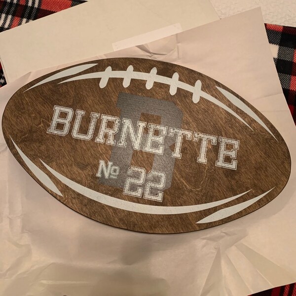 Personalized Football-shaped Sign | Rustic Man Cave Sign | Football ...