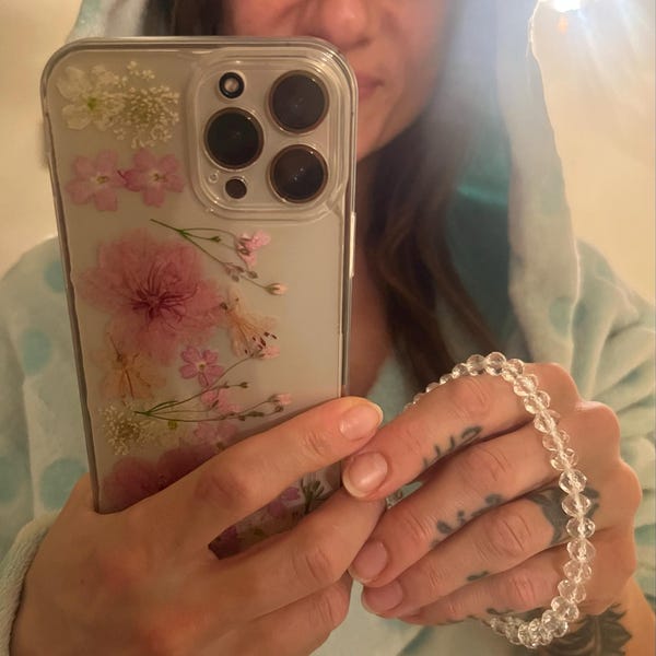 Pink Sakura With Silver Foil Pressed Flower Phone Case for iPhone 16 ...