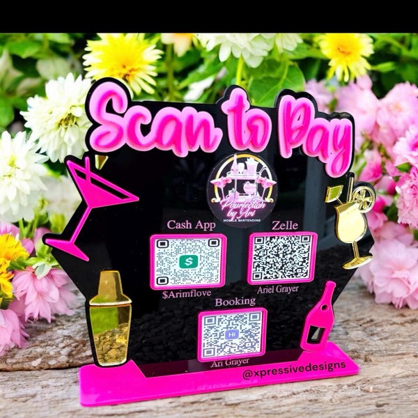 Bartender Sign | Mobile Bartender Sign | Bartender Scan to Pay Acrylic ...