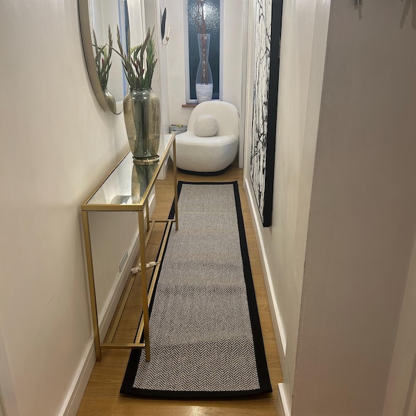 Herringbone Java Stair Runner With 100 % Cotton Black Border - Etsy UK