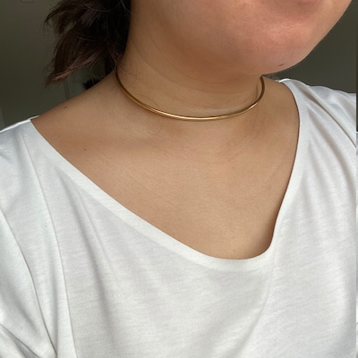 Gold Neck Cuff, Neck Collar, Open Neck Choker, Gold Metal Choker ...