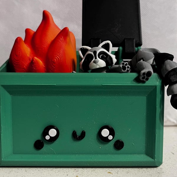 3D Printed Dumpster Fire Desk Figurine, Décor, Fun, Gag Gift, Stress ...