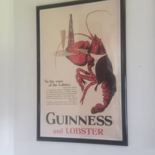 Guinness Digital Poster - Guinness Lobster Download - Vintage Canvas ...