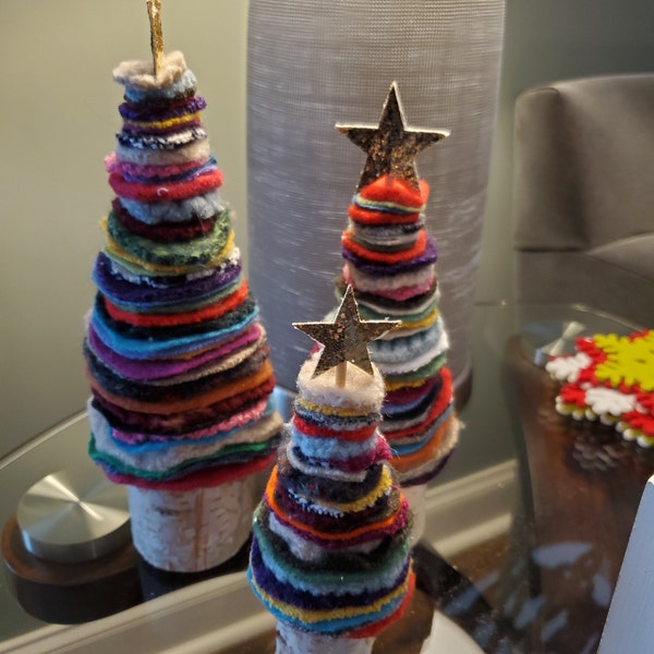 Felted Wool Christmas Tree Set of 3 | Handmade Eco-friendly Holiday ...