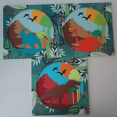 3D Dinosaur Shadow Box Double Bundle Brontosaurus and T-rex Shadow ...