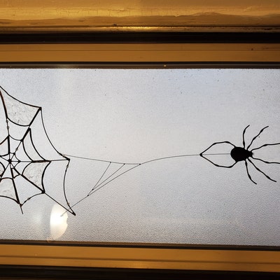 Spider Web, Stained Glass Spider on the Web, Window Hangings, Halloween ...