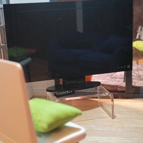 Dollhouse Miniature Flat Screen TV - 1:12, Doll Furniture, Fairy Garden ...