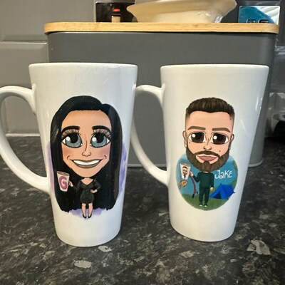 Personalised Caricature Mug Character Mug Digitally Hand Drawn Mug - Etsy
