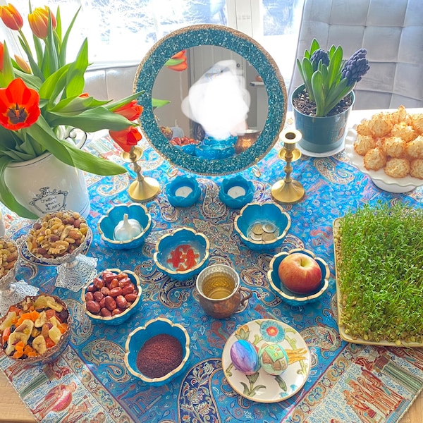 Haftseen Table Decorations Nowruz Haftsin Set Gold and Pearl White Set ...