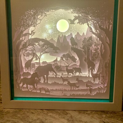 African Landscape Paper Cut Light Box Template Digital SVG free Size - Etsy